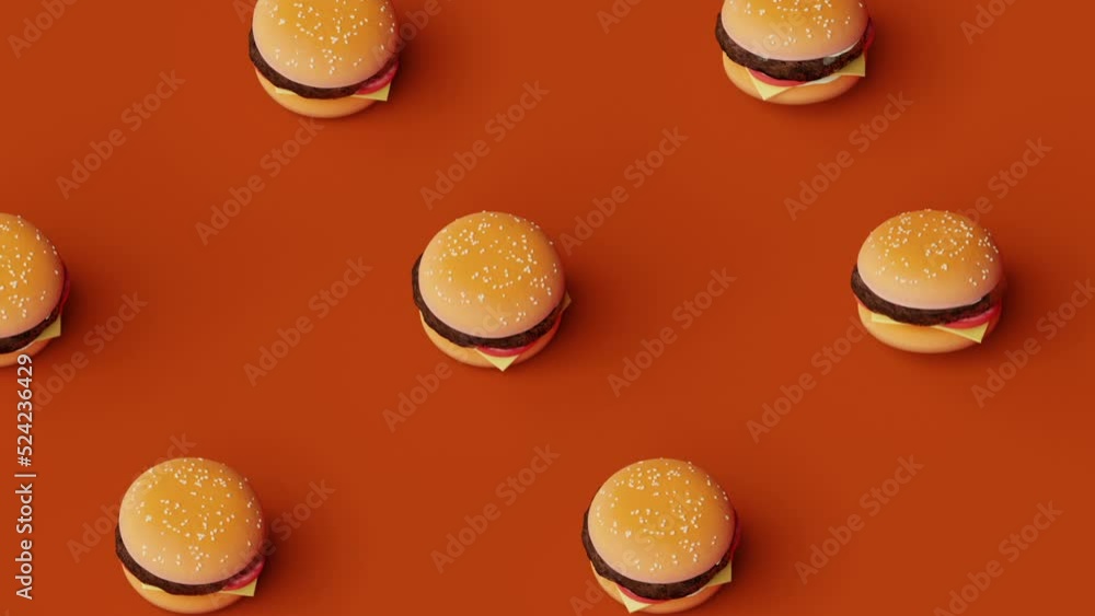 Burger background - Fast food wallpaper with orange color, looped ...