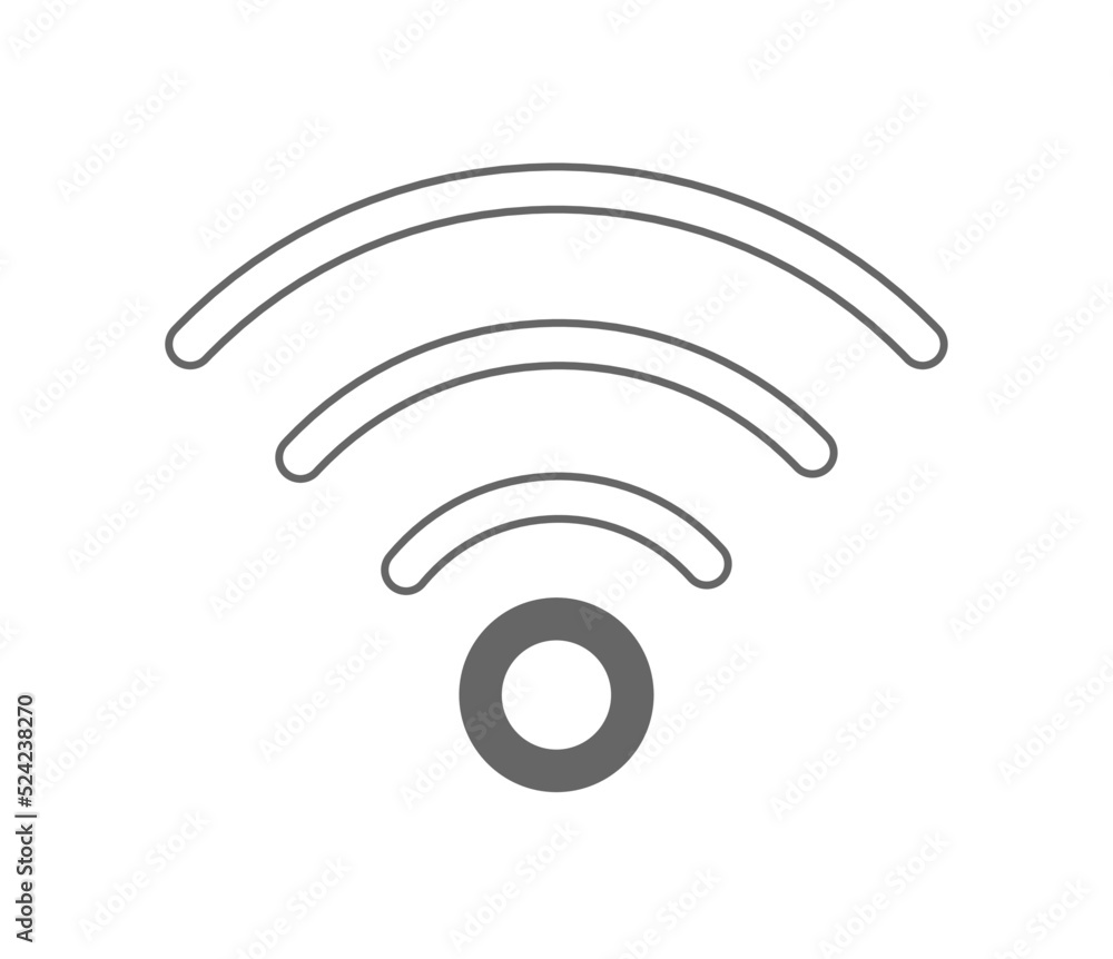 Wifi weak signal strength icon. Isolated outline wifi icon. Wireless ...