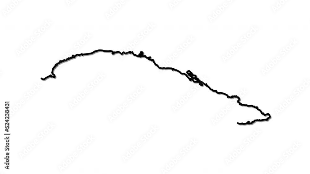 Cuba map, country territory outline self drawing animation. Line art ...