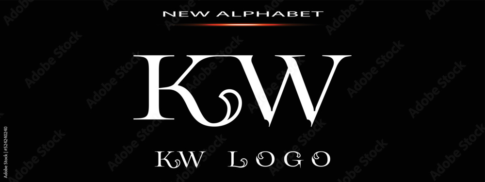 Monogram KW LOGO Abstract Fashion font alphabet. Minimal modern urban ...
