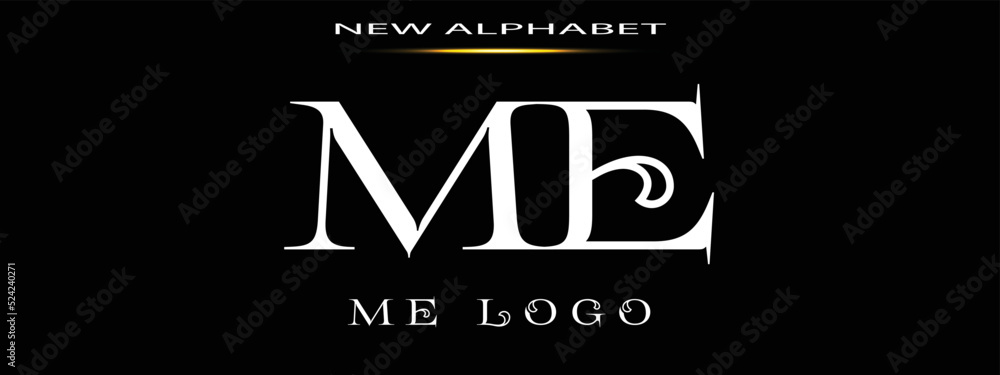 Monogram ME LOGO Abstract Fashion font alphabet. Minimal modern urban ...