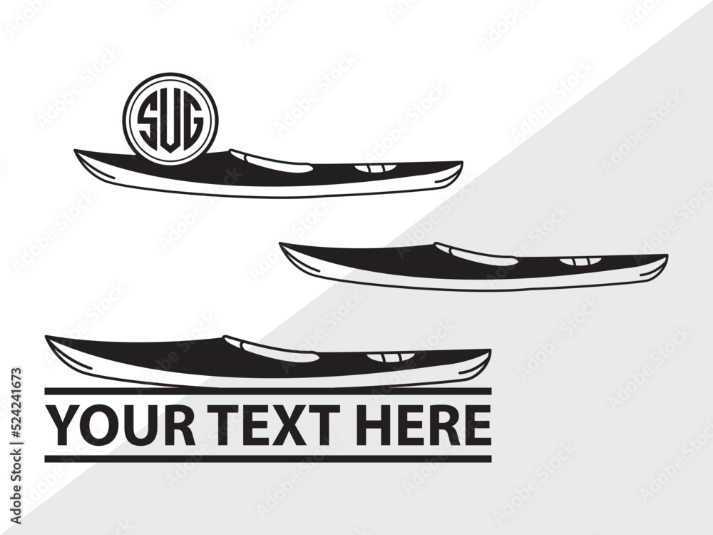 Kayak Monogram SVG | Kayak Paddle Svg | Kayaker Svg | Kayak Boat Svg ...