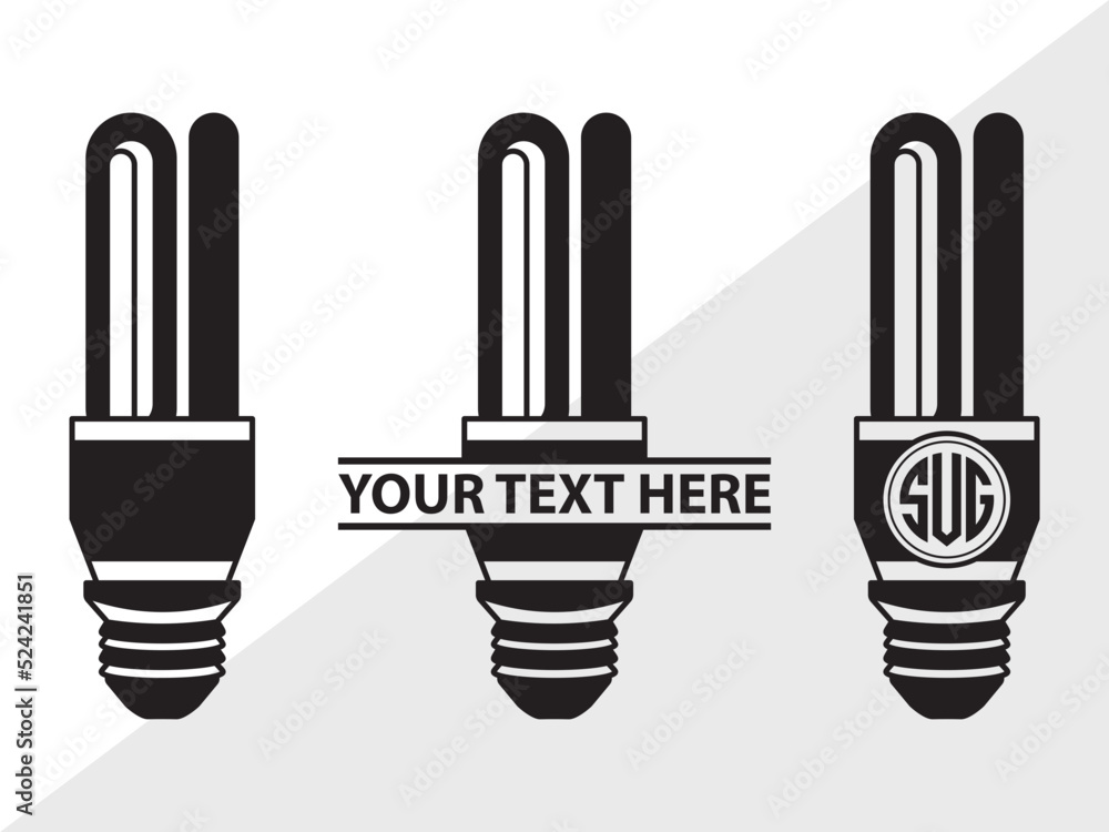 Light Bulb Monogram SVG | Energy Saving Light Svg | Light Svg | Bulb ...