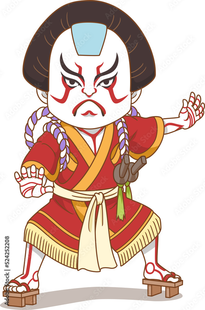 Cartoon illustration of Kabuki actor. Stock Illustration | Adobe Stock