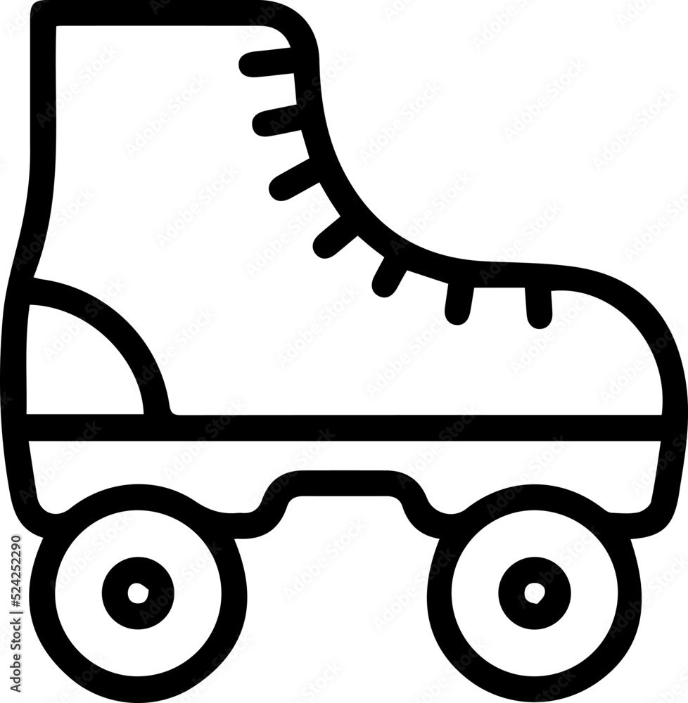 Skating Leisure in Roll Wheel Shoe Equipment Line Pictogram. Roller ...