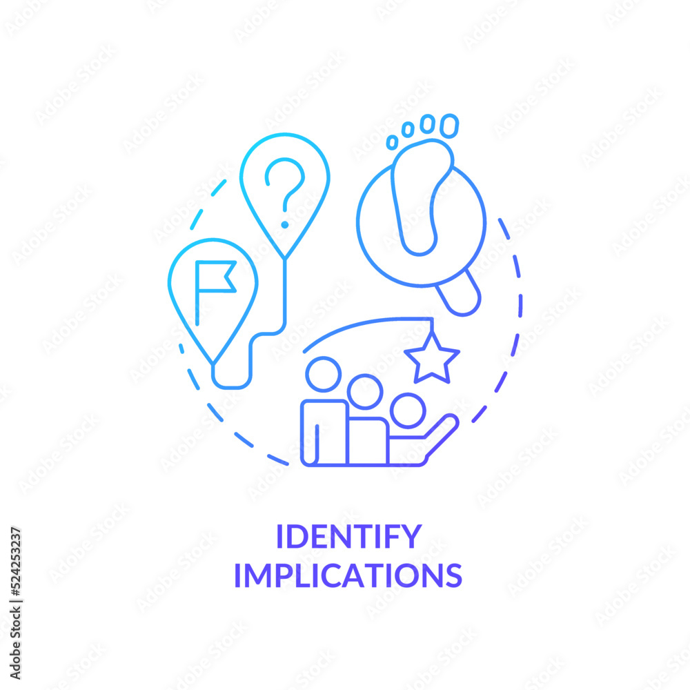 Identify implications blue gradient concept icon. Effects on business ...