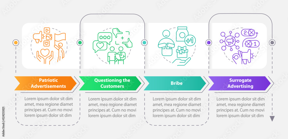 Trendy marketing approaches rectangle infographic template. Data ...