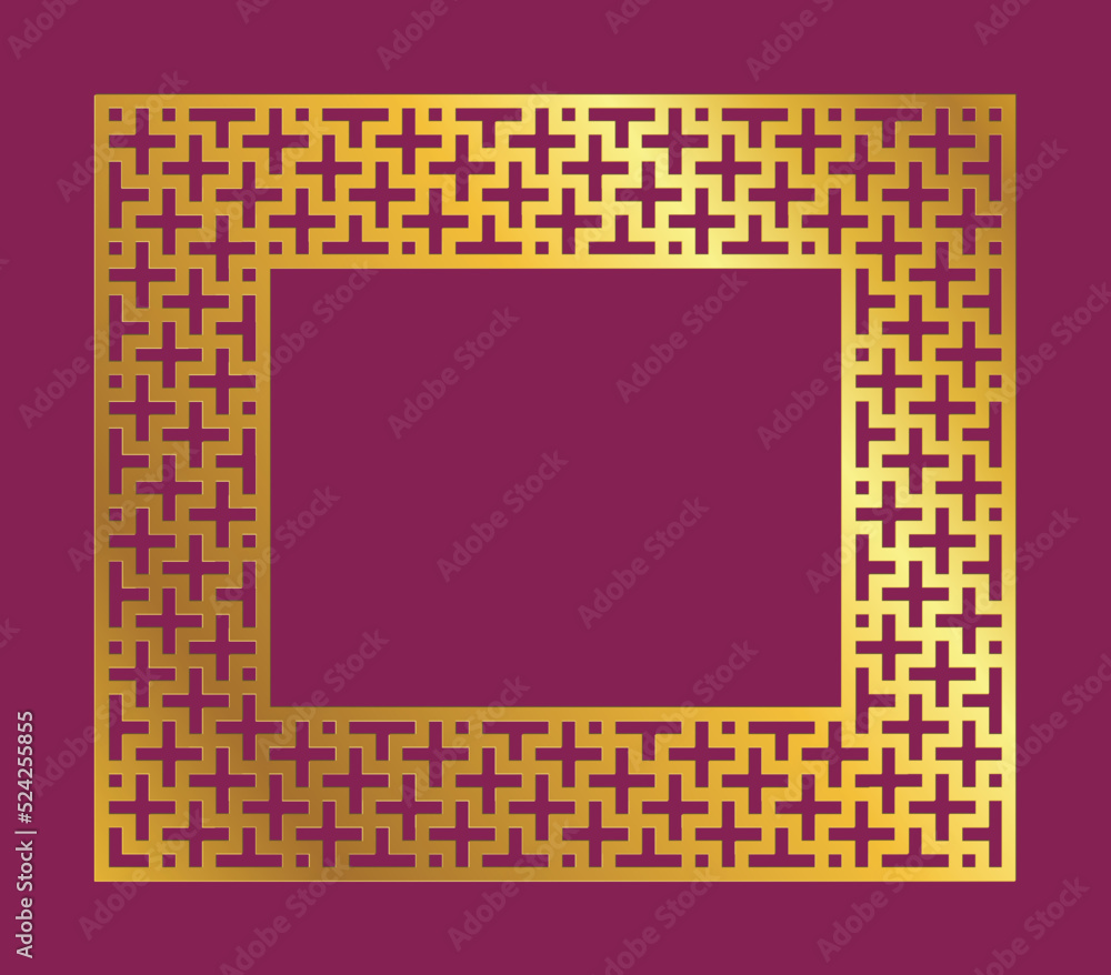 Horizontal frame or border made with swastika sign. Golden color vector ...
