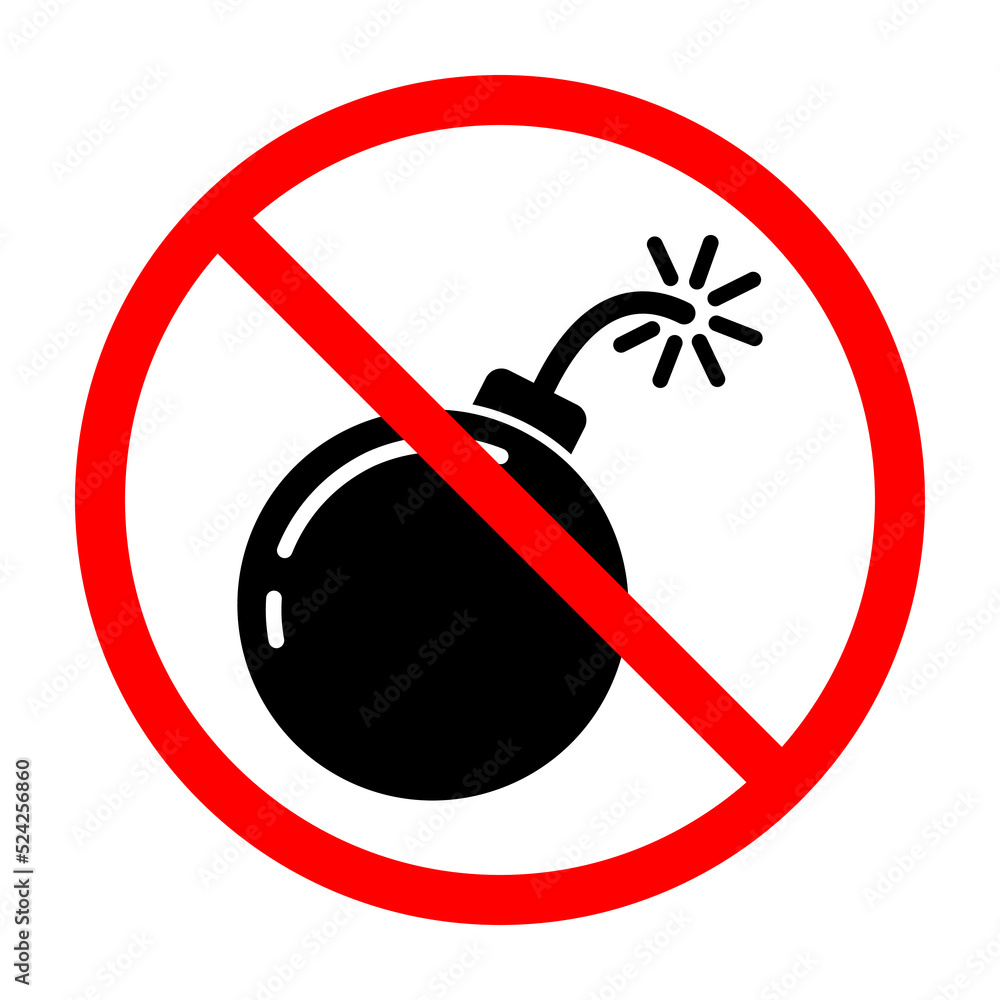 Vetor de Exploding bombs prohibition sign. Bombs ban sign. No explosion ...