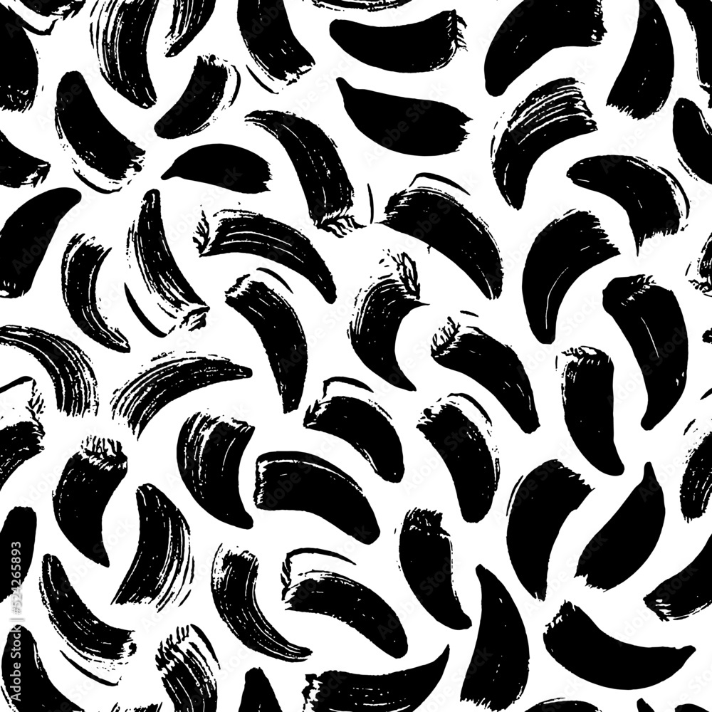 Seamless pattern with small curved brush strokes. Hand drawn organic ...