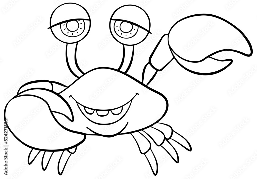 Crab. Element for coloring page. Cartoon style. Stock Vector | Adobe Stock