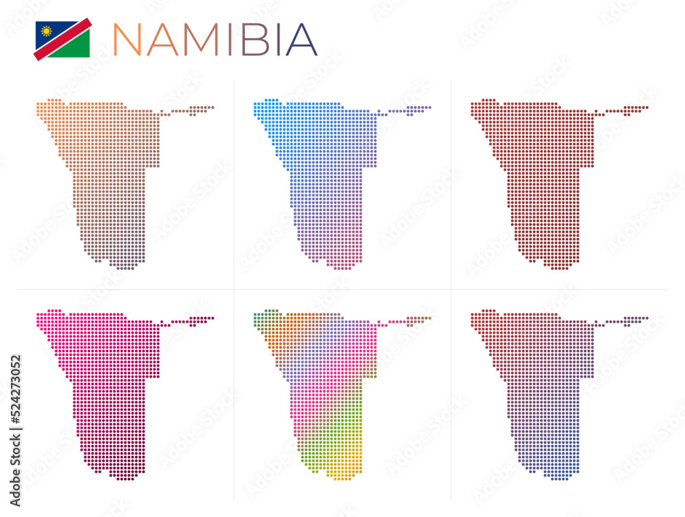 Namibia dotted map set. Map of Namibia in dotted style. Borders of the ...
