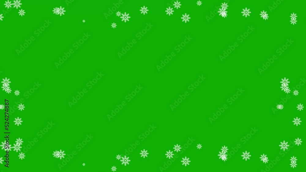 Snow flakes frame motion graphics with green screen background Stock ...