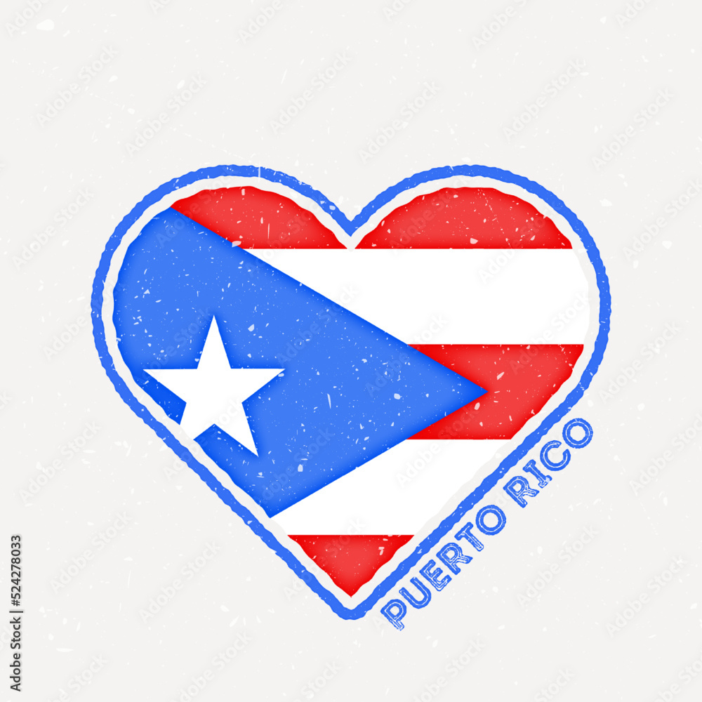 Puerto Rico heart flag badge. Puerto Rico logo with grunge texture ...