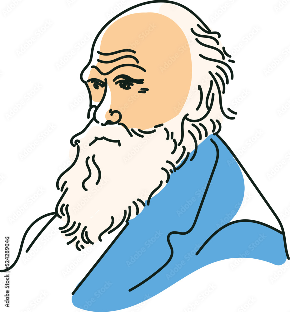 portrait of a person charles darwin founder evolution human Stock ...