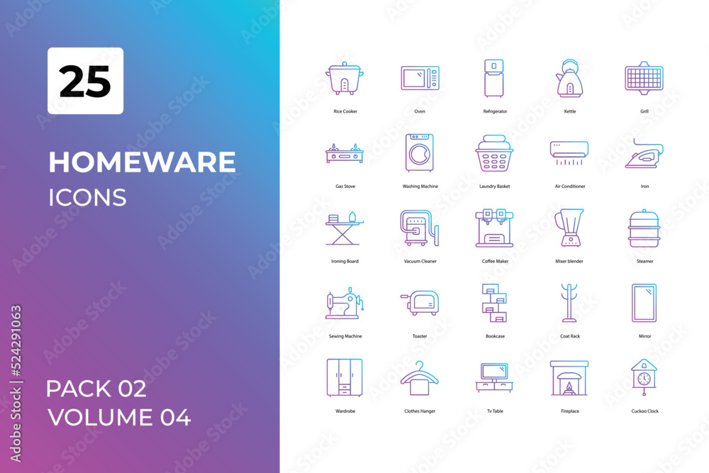 Fototapeta mapa świata dla dzieci Home ware icons collection. Set contains such Icons as ...