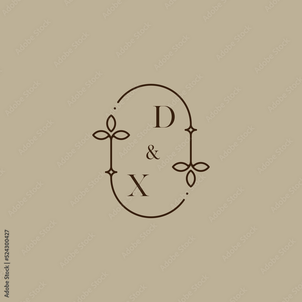 DX line floral oval wedding initial logo design which is good for ...