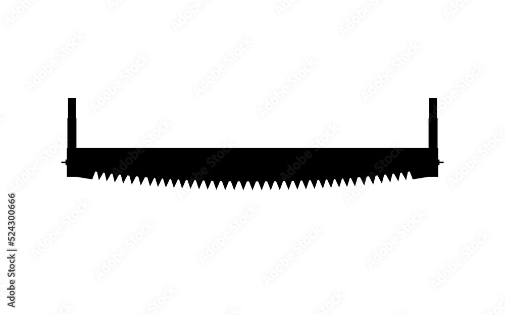 Vintage two handed saw vector silhouette black color isolated. Vintage two man saw vector ...