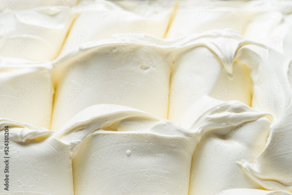 Frozen Dairy cream flavour gelato - full frame detail. Close up of a ...