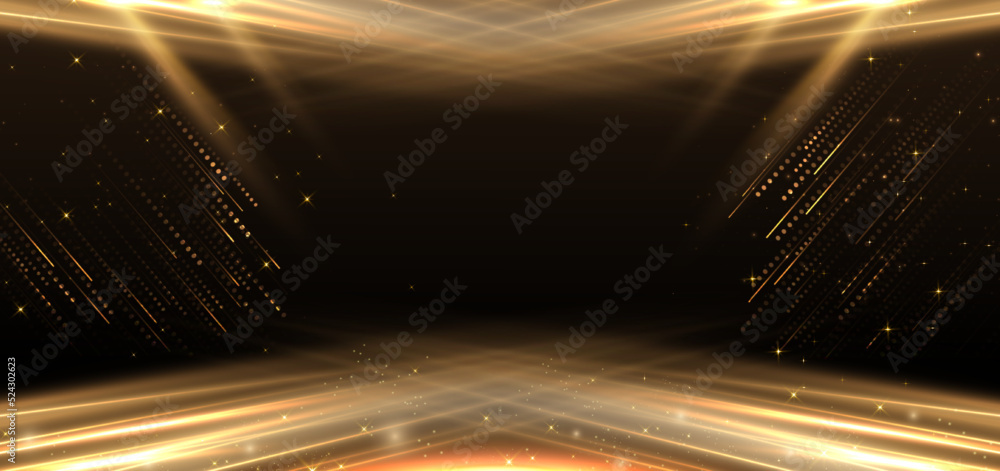 Abstract elegant gold glowing with lighting effect sparkle on black ...
