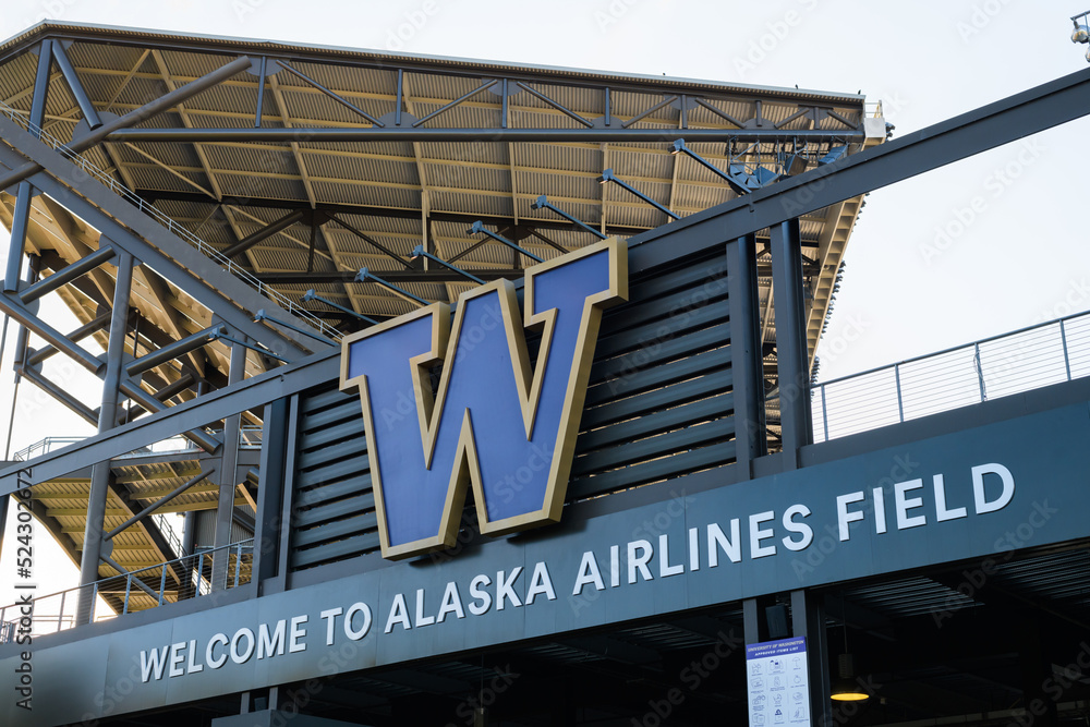 Seattle - August 14, 2022; Welcome sign at Alaska Airlines Field ...