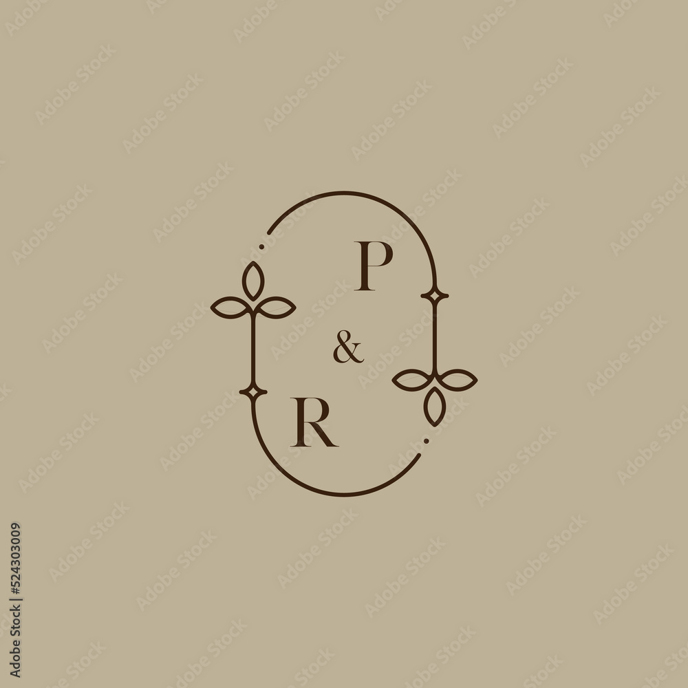 PR line floral oval wedding initial logo design which is good for ...