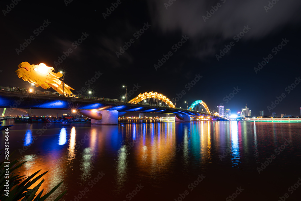 Dragon river bridge ( rong bridge) in da nang, (cau rong) over the han ...
