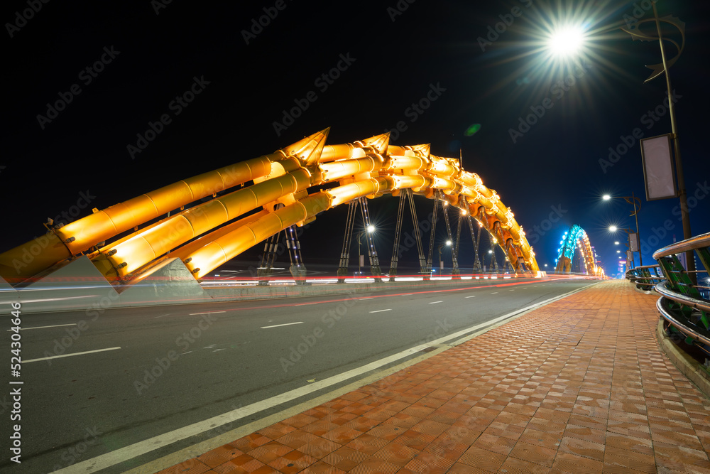 Dragon river bridge ( rong bridge) in da nang, (cau rong) over the han ...