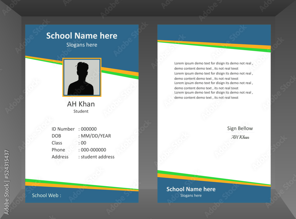ID Card Design, Student card, Employee card, Best design. Stock Vector ...