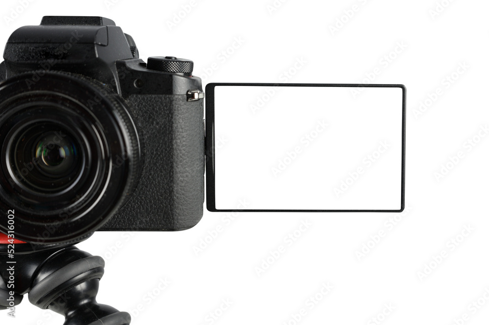 Modern mirrorless camera ready to records with blank screen Stock Photo ...
