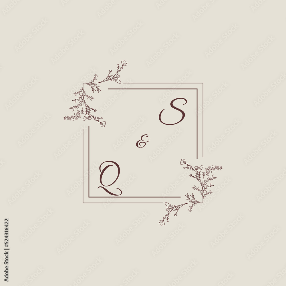 SQ line square wedding initial logo design which is good for branding ...