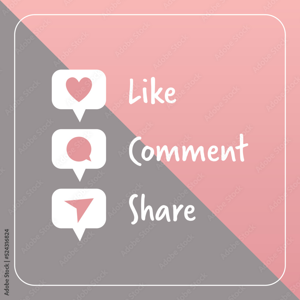 Like comment share icons for social network slide - design pictogram ...