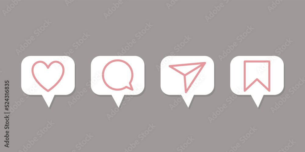 Like comment share icons for social network slide - design pictogram ...