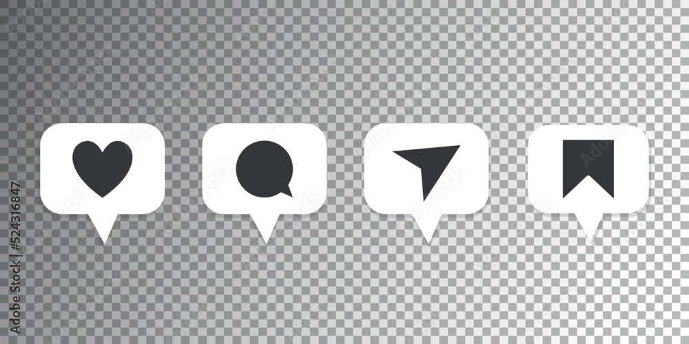 Like comment share icons for social network slide - design pictogram ...