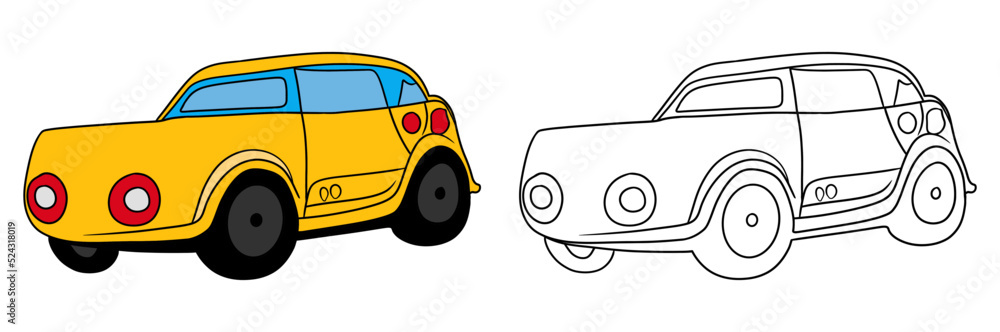 Car coloring page for kids line art vector blank printable design for ...