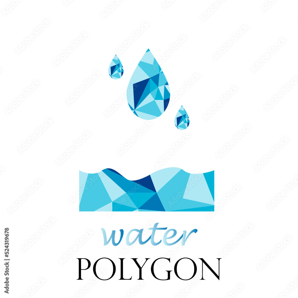 water world polygon water drop low poly style isolated hand water ...