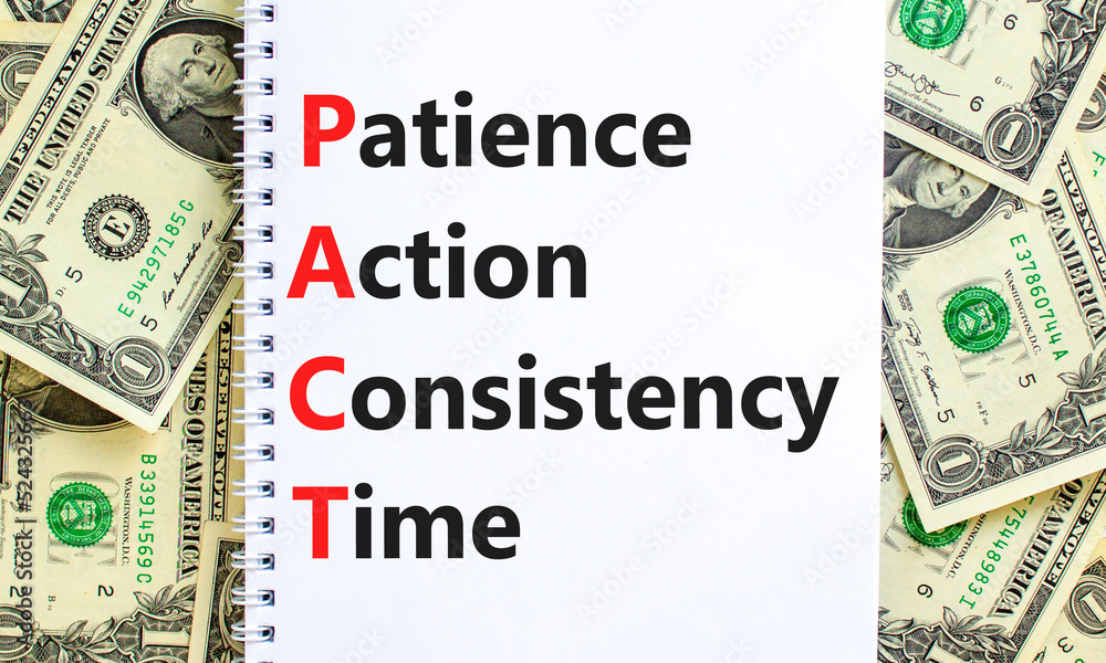 PACT patience action consistency time symbol. Concept words PACT ...