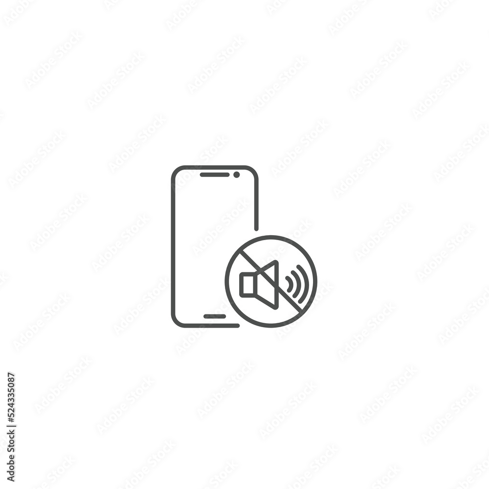 silent phone icon, turn mobile quiet, silence or sound switch, vector ...
