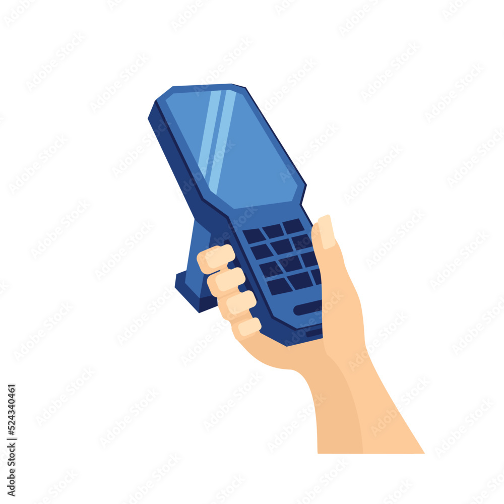 Manual data collection terminal in hand for inventory in a warehouse ...