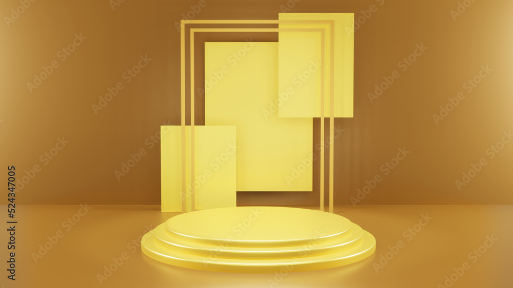 3d platform studio minimal scene with gold platform. studio background ...