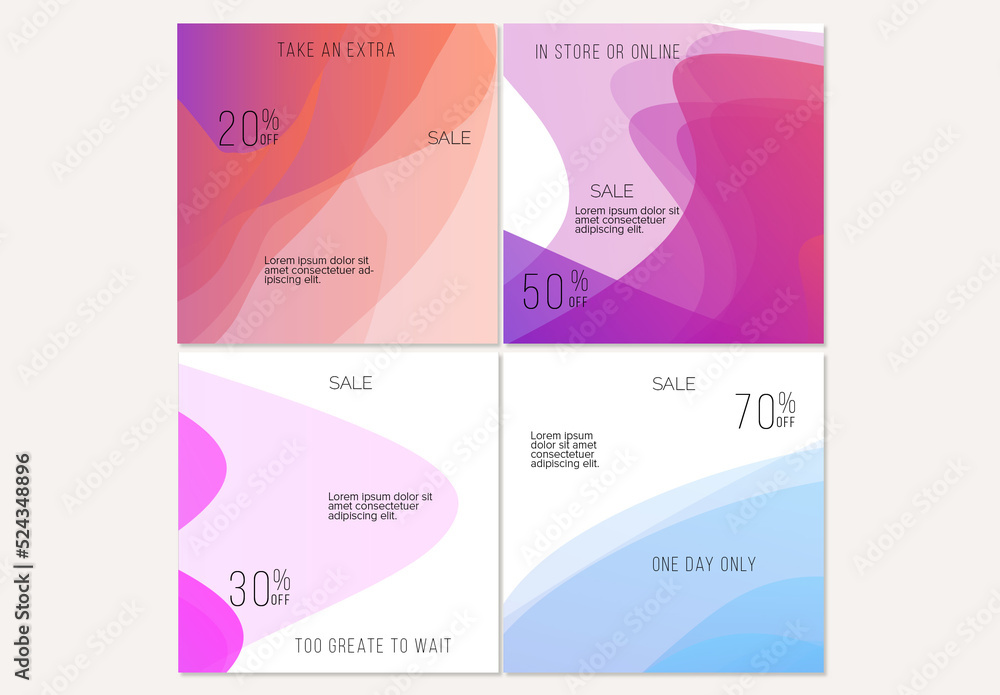 Social Media Post Layout Withfluid Bright Gradient Shapes Stock ...
