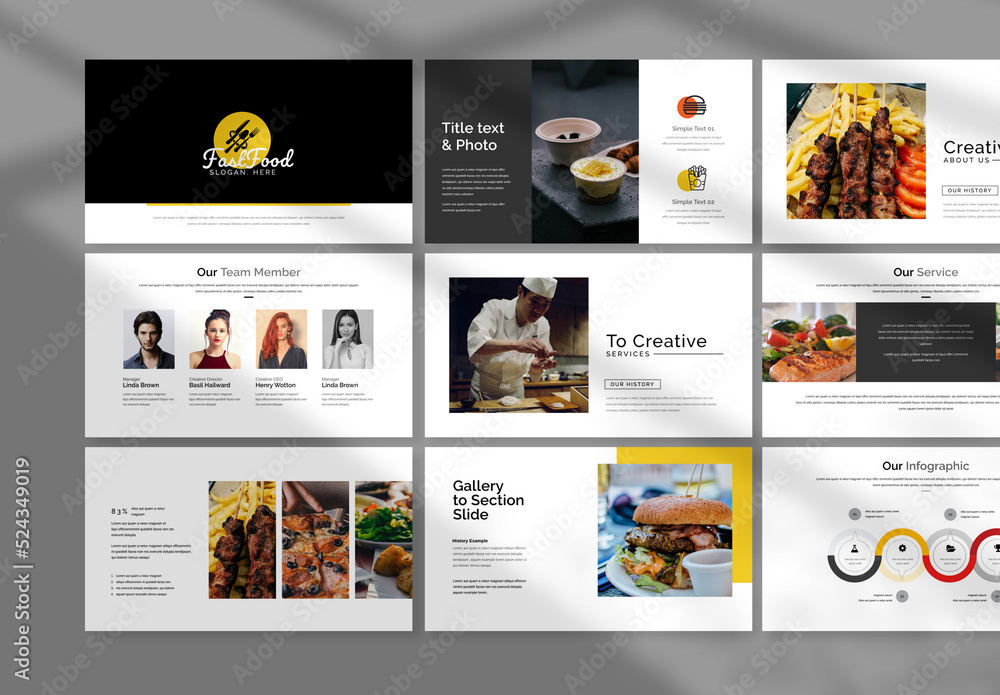Fast Food Presentation Layout Stock Template | Adobe Stock