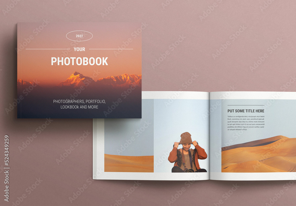Photo Album Book Landscape Layout Template Stock | Adobe Stock