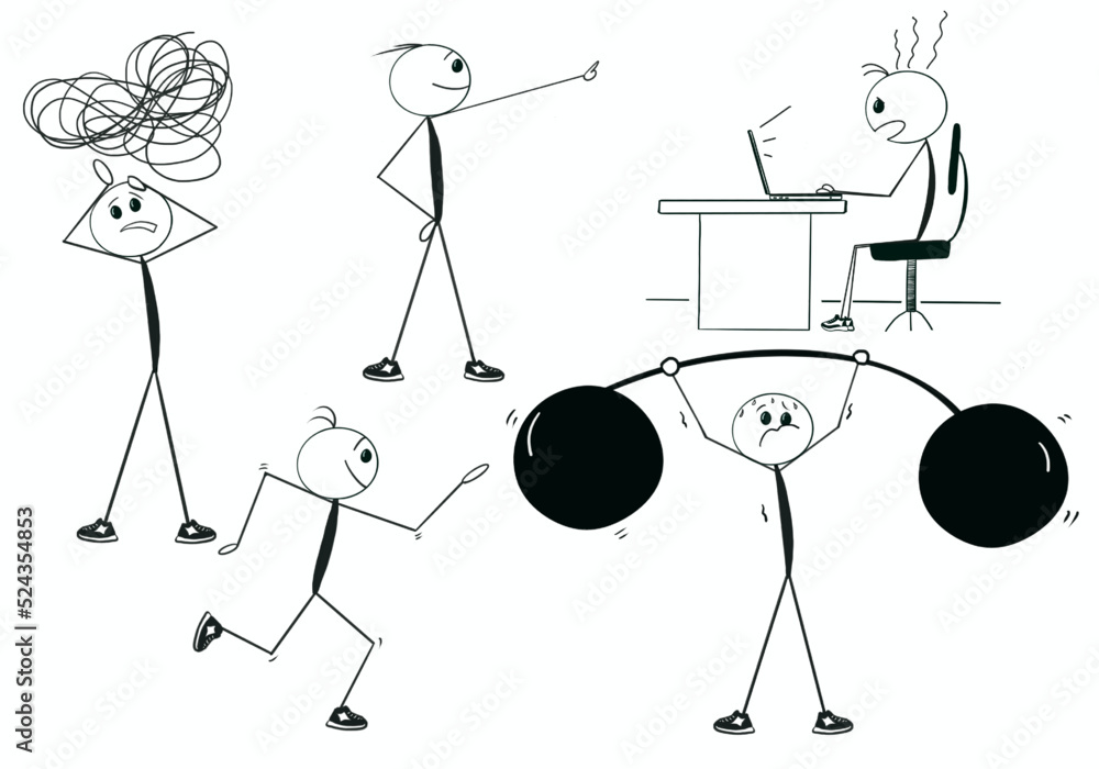 Vecteur Stock pack de personnages expressifs, bonhomme bâton, atteindre ...