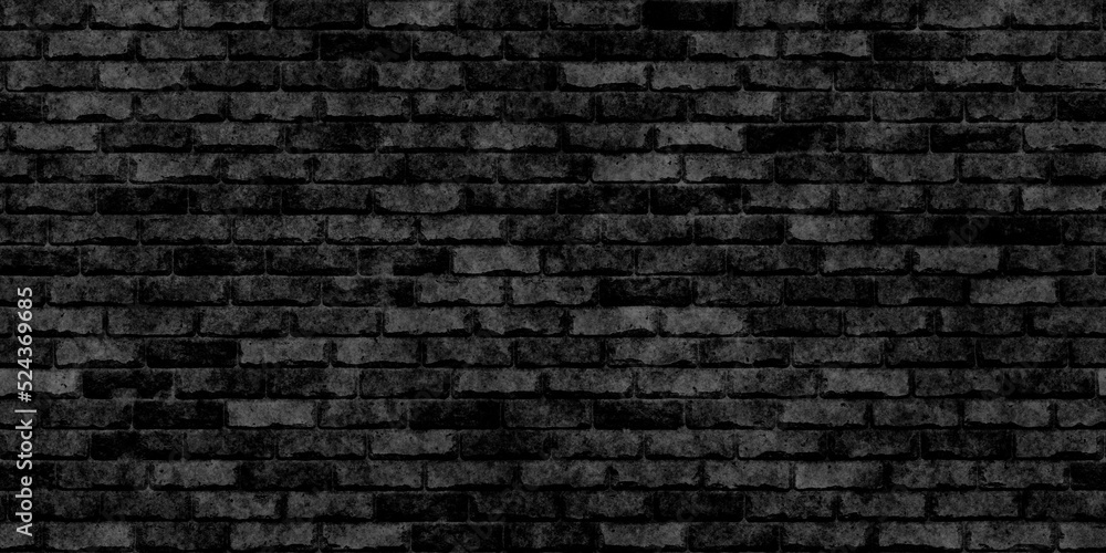 Seamless dark black rough old subway brick wall background texture ...