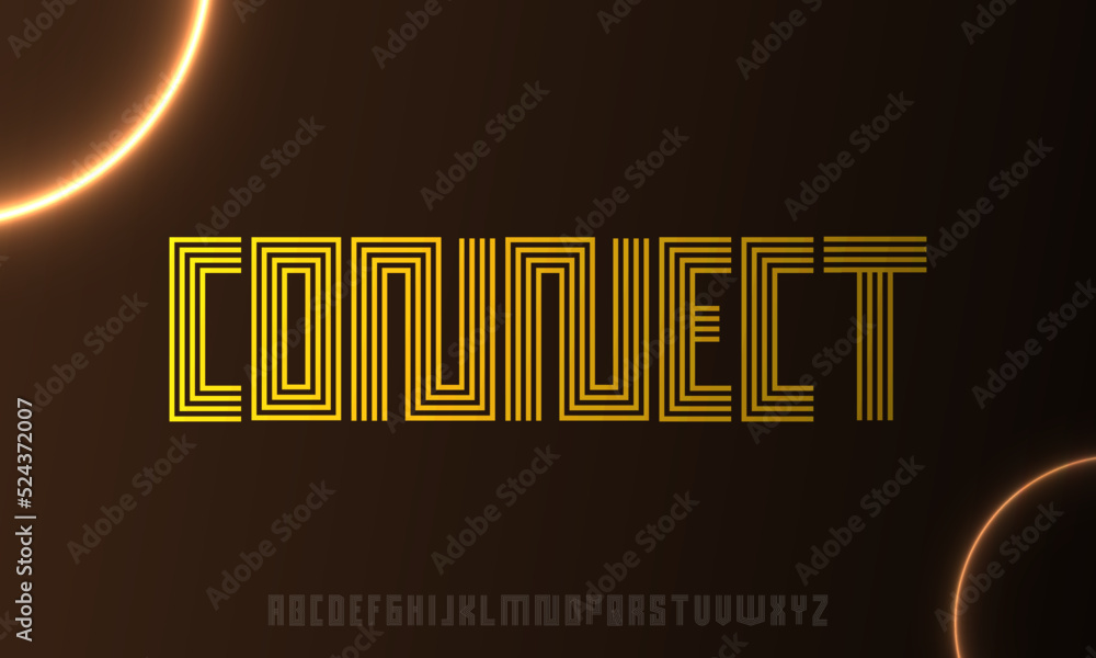 Connect, lines display modern typeface lettering font, vector ...