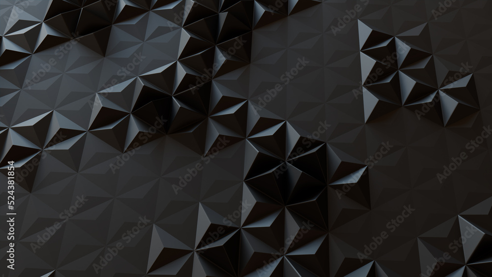 Black Abstract Surface with Tetrahedrons. High Tech, Dark 3d Texture ...