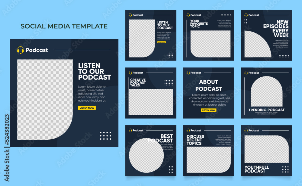social media template banner for podcast streaming promotion. online ...