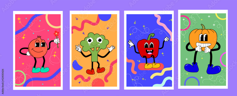 Poster set of funny postcards in cartoon style – Wall Art | UkPosters