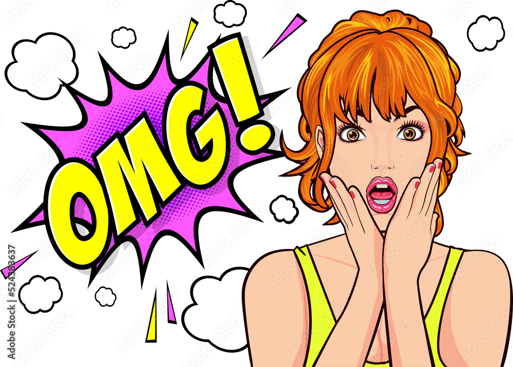 shocked and surprised face character pop art comics Stock Illustration ...